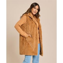 Fiora Blue Longweste aus Webpelz mit Kapuze