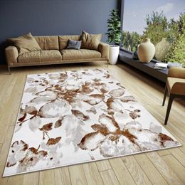 Hanse Home Teppich »Floral« rechteckig 13 mm Höhe strapazierfähig, pflegeleicht, robust, glänzend Weiß,Braun Oberfläche: 100% Polyester B : 160 cm...