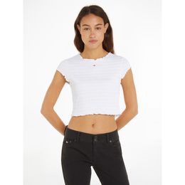 Tommy Jeans Rundhalsshirt &raquo;TJW SLIM SMOCK TEE&laquo; allover gesmokt White S (36) S (36) Shirt von Tommy Jeans Womanswear