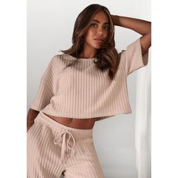Lascana Damen Lascana 3/4-Arm-Shirt Lounge-/Strickshirt aus weichem Strick, Loungewear beige 32/34