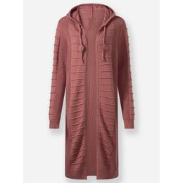 WITT Damen Longstrickjacke im Strukturmuster-Mix, rosenholz, Gr&ouml;&szlig;e 36