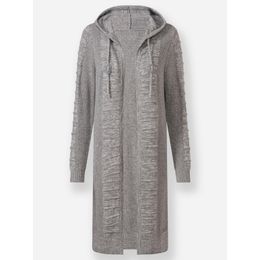 WITT Damen Longstrickjacke im Strukturmuster-Mix, steingrau-wei&szlig;-meliert, Gr&ouml;&szlig;e 44