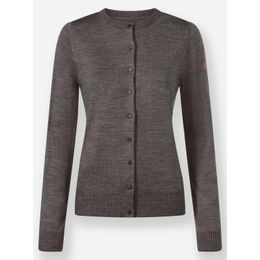 WITT Damen Strickjacke mit Kn&ouml;pfen in Horn-Optik, anthrazit-meliert, Gr&ouml;&szlig;e 40