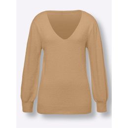 Heine Witt Damen Langarm-Pullover aus Flauschgarn, camel, Gr&ouml;&szlig;e 44