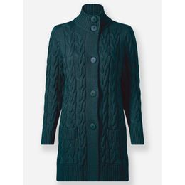 WITT Damen Longstrickjacke mit Zopfmuster, petrol, Gr&ouml;&szlig;e 40