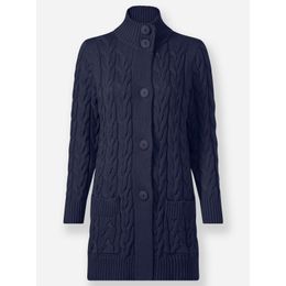 WITT Damen Longstrickjacke mit Zopfmuster, marine, Gr&ouml;&szlig;e 36