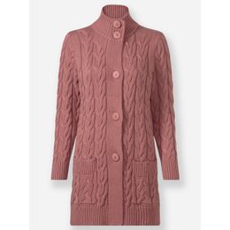WITT Damen Longstrickjacke mit Zopfmuster, rosenholz, Gr&ouml;&szlig;e 44