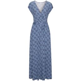 Lascana Damen Maxikleid, blau bedruckt, Gr&ouml;&szlig;e 34