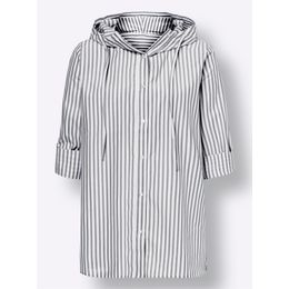 Heine Witt Damen Gestreifte Bluse mit Kapuze, khaki-ecru-gestreift, Gr&ouml;&szlig;e 48