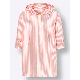 Heine Witt Damen Gestreifte Bluse mit Kapuze, orange-ecru-gestreift, Gr&ouml;&szlig;e 50