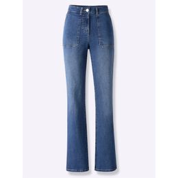 WITT Damen Gerade Jeans mit aufgesetzten Taschen, blue-stone-washed, Gr&ouml;&szlig;e 38