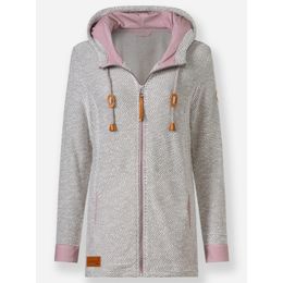 WITT Damen Sweatjacke mit Kapuze, steingrau-mauve, Gr&ouml;&szlig;e 52