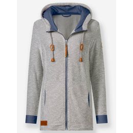 WITT Damen Sweatjacke mit Kapuze, steingrau-rauchblau, Gr&ouml;&szlig;e 36