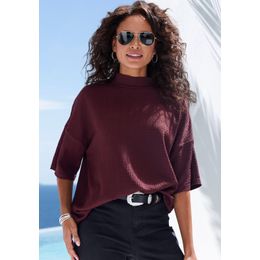 Lascana Damen Kurzarmshirt, aubergine, Gr&ouml;&szlig;e 36/38