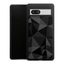 DeinDesign Google Pixel 7a Handy Premium Silikon H&uuml;lle Handyh&uuml;lle schwarz Case Geometric Abstract Muster Silikon Premium Case