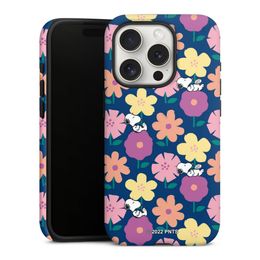 DeinDesign iPhone 15 Pro Handy Panzer Handyh&uuml;lle robuste Outdoor H&uuml;lle Schutzh&uuml;lle matt Muster Snoopy Flowers Tough Case