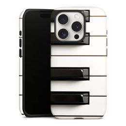 DeinDesign iPhone 15 Pro Handy Panzer Handyh&uuml;lle robuste Outdoor H&uuml;lle Schutzh&uuml;lle matt Klavier Music Piano Tough Case