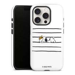 DeinDesign iPhone 15 Pro Handy Panzer Handyh&uuml;lle robuste Outdoor H&uuml;lle Schutzh&uuml;lle matt Snoopy Dog Peanuts Tough Case