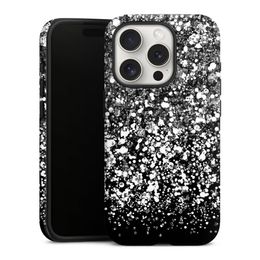 DeinDesign iPhone 15 Pro Handy Panzer Handyh&uuml;lle robuste Outdoor H&uuml;lle Schutzh&uuml;lle matt Muster Snowflake Glitzer Tough Case