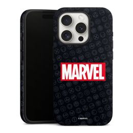 DeinDesign iPhone 15 Pro Handy Panzer Handyh&uuml;lle robuste Outdoor H&uuml;lle Schutzh&uuml;lle matt Logo Marvel Comic Tough Case