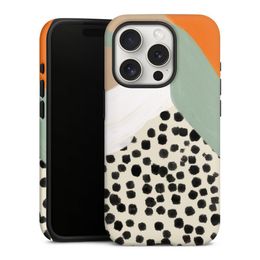 DeinDesign iPhone 15 Pro Handy Panzer Handyh&uuml;lle robuste Outdoor H&uuml;lle Schutzh&uuml;lle matt Abstract Boho Kunst Tough Case