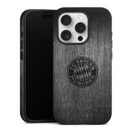 DeinDesign iPhone 15 Pro Handy Panzer Handyh&uuml;lle robuste Outdoor H&uuml;lle Schutzh&uuml;lle matt Fcb Metallic Look Fc Bayern M&uuml;nchen Tough Case