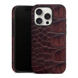 DeinDesign iPhone 15 Pro Handy Panzer Handyh&uuml;lle robuste Outdoor H&uuml;lle Schutzh&uuml;lle matt Leather Crocodile Animal Print Tough Case
