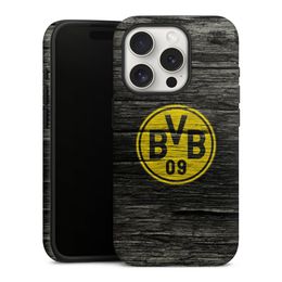 DeinDesign iPhone 15 Pro Handy Panzer Handyh&uuml;lle robuste Outdoor H&uuml;lle Schutzh&uuml;lle matt Wooden Look Bvb Borussia Dortmund Tough Case