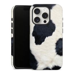 DeinDesign iPhone 15 Pro Handy Panzer Handyh&uuml;lle robuste Outdoor H&uuml;lle Schutzh&uuml;lle matt Animal Look Animal Print Cow Skin Tough Case