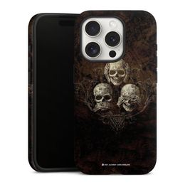 DeinDesign iPhone 15 Pro Handy Panzer Handyh&uuml;lle robuste Outdoor H&uuml;lle Schutzh&uuml;lle matt Gothic Art Skulls Tough Case