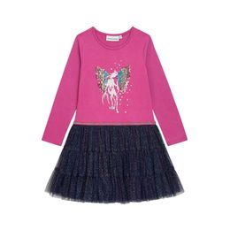 Danamade Kleid M&auml;dchen Gr&ouml;&szlig;e 122 cyanblau / dunkelblau / pink / rosa