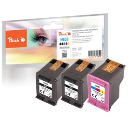 Peach HP 653 3 Druckk&ouml;pfe (2*bk, col) ersetzt HP No. 653, 3YM75AE*2, 3YM74AE , 3YM60AE f&uuml;r z.B. HP DeskJet Plus Ink Advantage 6475 (wiederaufbereitet)