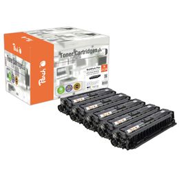 Peach HP 212 A 5 Toner (2*bk, c/m/y) ersetzt HP No. 212A, W2120A*2, W2121A, W2122A, W2123A f&uuml;r z.B. HP Color LaserJet Enterprise Flow MFP M 578 c (wiederaufbereitet)