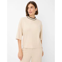 Strickpullover Brax "Style BERTA M", Damen, Gr. 36, beige, 70% Viskose, 25% Polyester, 5% Elasthan, Pullover Strickpullover