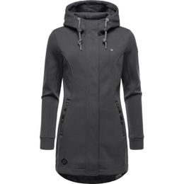 Kapuzensweatjacke Ragwear "Letti Bonded", Damen, Gr. S (36), grau (dunkelgrau), Feinstrick, 100% Polyester, tailliert ca. Mitte Oberschenkel, hoch geschlossener Ausschnitt, Ärmel ohne Ärmelschlitz normaler Saum, Sweatjacken, Sportliche Kapuzenjacke in Feinstrick-Optik