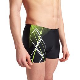 Badehose arena "arena GRAPHIC SWIM SHORT", Herren, Gr. 6L, N-Gr, schwarz, Obermaterial: 80% Polyamid, 20% Elasthan, Badehosen Badehose
