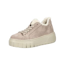 Plateausneaker Gabor "Gabor Sneaker Veloursleder", Damen, Gr. 38,5, beige (dunkelbeige), Veloursleder, Schuhe Plateausneaker