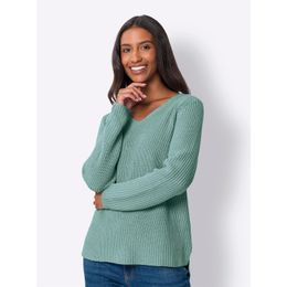 Heine Witt Damen Pullover im Rippenstrick, salbei, Gr&ouml;&szlig;e 42