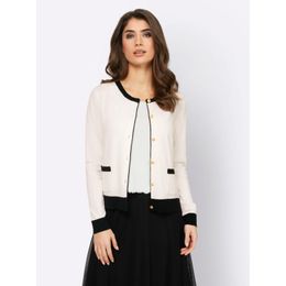 Heine Witt Damen Cardigan mit Kontrast-Paspeln, ecru, Größe 42