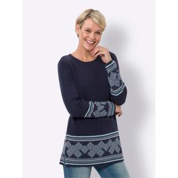 WITT Damen Longpullover weich wie Kaschmir, marine-himmelblau, Gr&ouml;&szlig;e 50