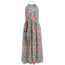 WE Fashion Kleid Damen Gr&ouml;&szlig;e 44 smaragd / pfirsich / pink / hellpink Winterkleid