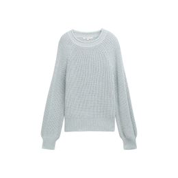 Tom Tailor Denim Damen Strickpullover mit leichten Ballonärmeln, blau, Meliert, Gr. XL