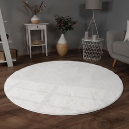 Fellteppich Paco Home, H:14mm &Oslash;:160cm, wei&szlig;, Polyester, Teppiche, "Kunstfell Soft 380", Langflor, Kuschelteppich - besonders weich, Uni-Farben