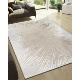 Teppich my home, B:240cm H:8mm L:340cm, beige, Kunstfaser, Wohnzimmer, Teppiche, "Elora Kurzflor", mit leichtem Glanz, Hoch Tief Struktur, elegantes