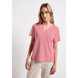Street One Damen T-Shirtblush peach, Gr. 34, unifarben, Stoff, 80% Polyester, 20% Viskose, Shirts, mit V-Ausschnitt