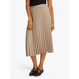 Tommy Hilfiger Damen Plisseerock "FLUID PLEATED PULL ON MIDI SKIRT", beige, Gr. 32, unifarben, Web, Obermaterial: 100% Polyester, Röcke, mit rundum