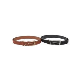 Urban Classics Damen Synthetikgürtel "Urban Classics Slim Synthetic Velour Leather Belt 2-Pack"schwarz, silber, braun, gold, Gr. L, 100% Polyurethan,