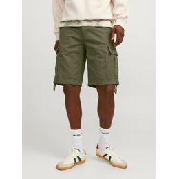 Jack & Jones JACK & JONES Herren Cargoshorts "JPSTCOLE BARKLEY JJCARGO SHORTS SN", gr&uuml;n, Basic, Gr. XS, unifarben, Web, Obermaterial: 100% Baumwolle, Hosen, mit