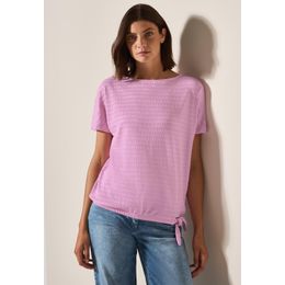 Cecil Damen T-Shirtcherry blossom pink, Gr. XS, unifarben, Jersey, Obermaterial: 65% Polyester, 32% Baumwolle, 3% Elasthan, Shirts, in Smok-Optik und