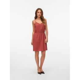 Véro Moda VERO MODA Damen Trägerkleid "VMMYMILO SINGLET SHORT DRESS WVN GA", rot, Gr. S, unifarben, Web, Obermaterial: 55% Viskose, 45% Leinen, Kleider,